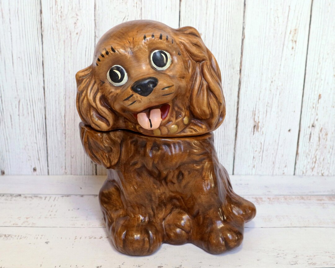 Vintage Ceramic Cocker Spaniel Dog Cookie Jar 11 1960s Treasure Craft ...