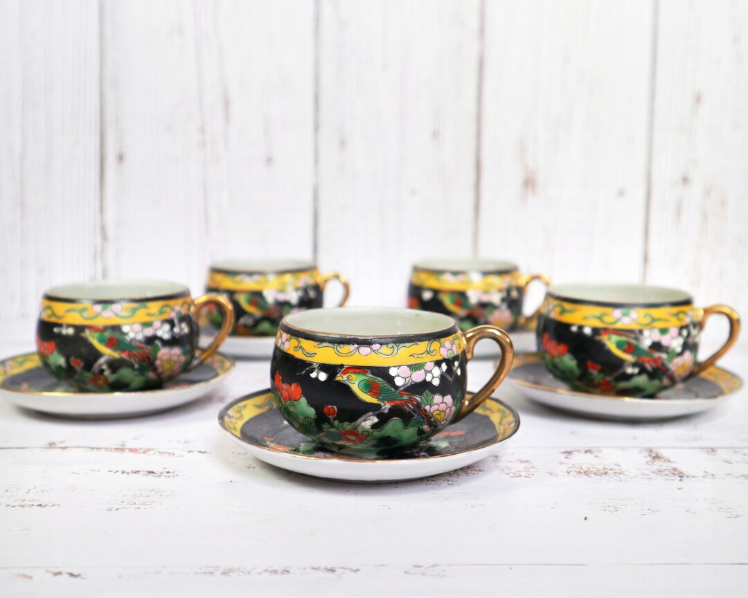 10-pc Antique Art Nouveau Japanese Lusterware Porcelain Teacup Saucer ...