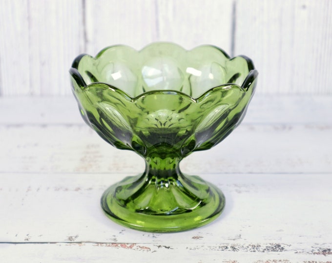 Vintage Green Depression Glass Compote Anchor Hocking Fairfield ...