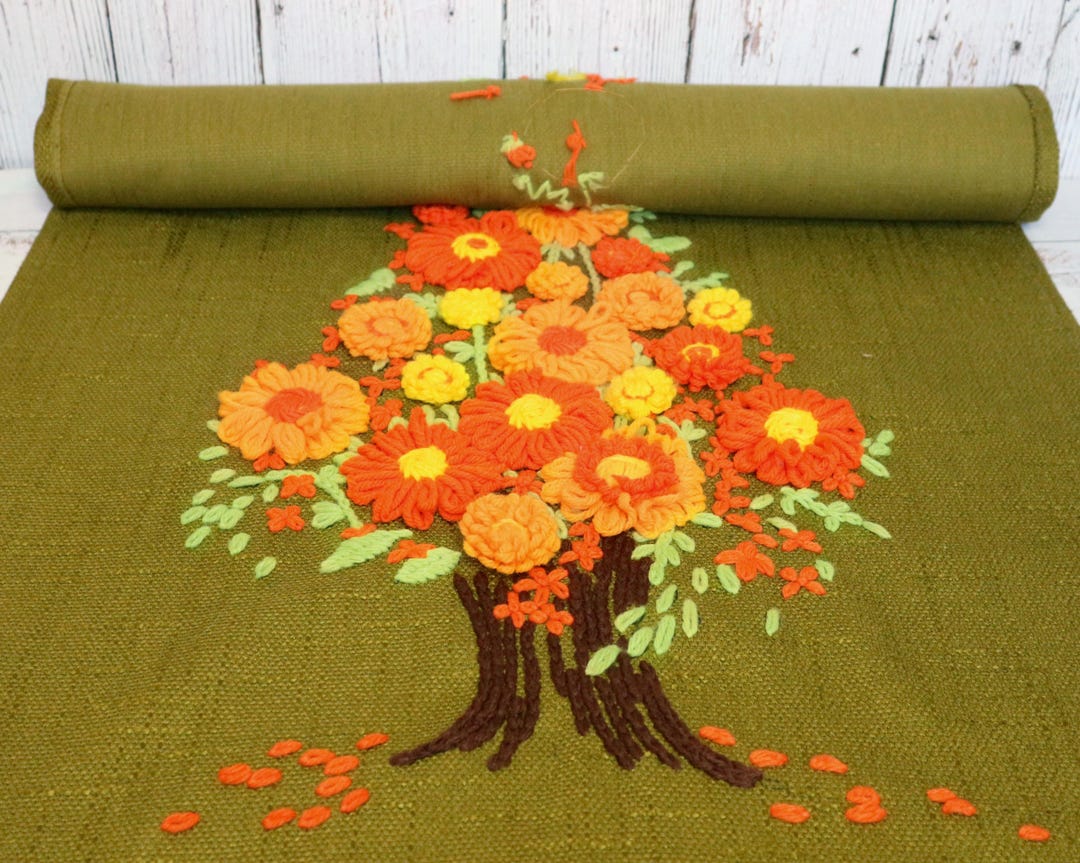 Vintage Embroidered Tapestry Wall Hanging (35"x22") Handmade Studio ...