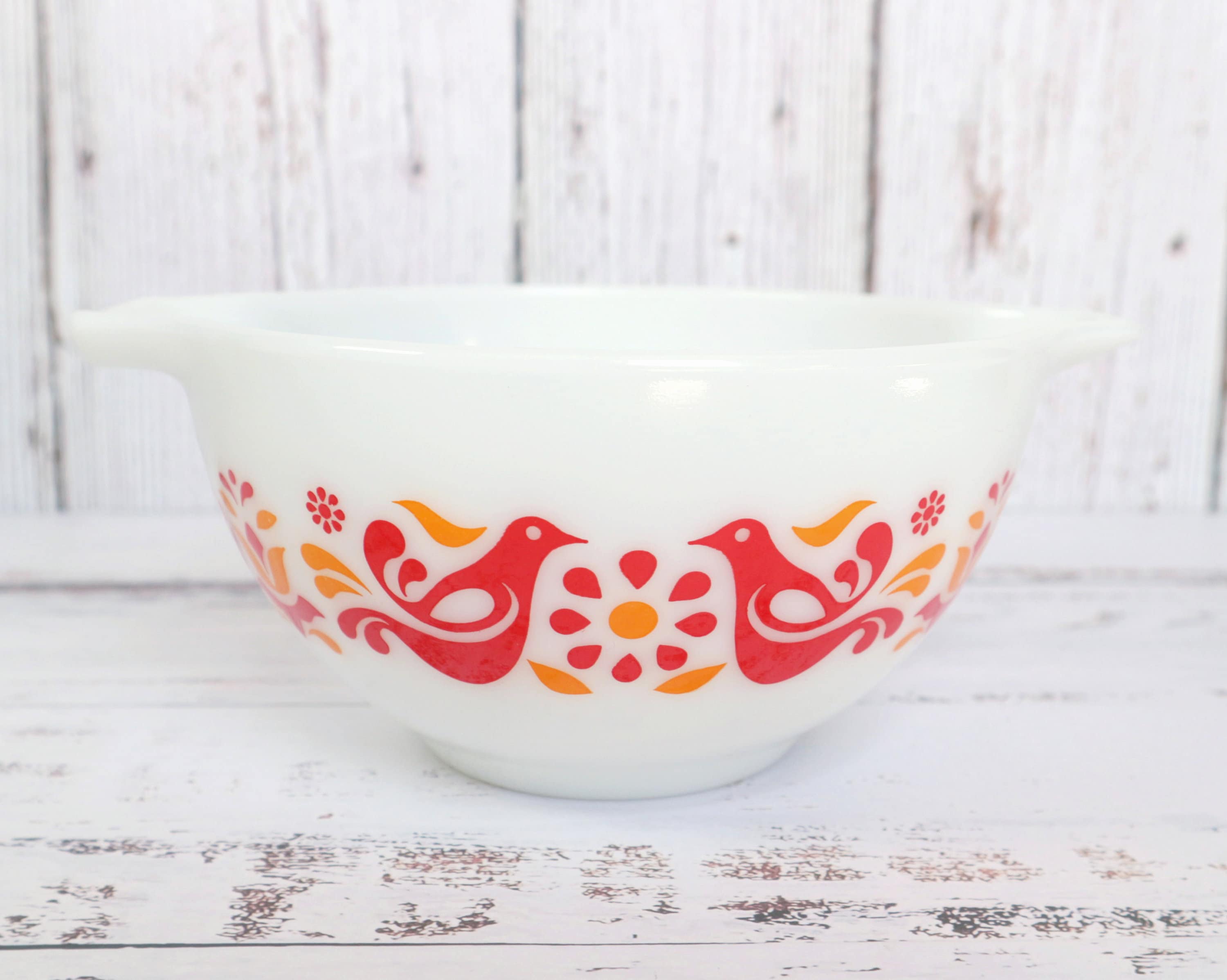 Vtg Pyrex Friendship Birds Red & Orange Fridgie Complete Set np.gov.lk