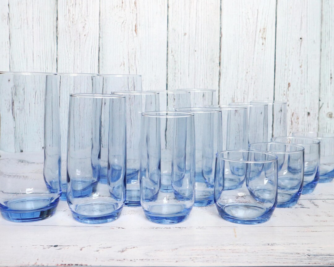 Vintage Drinking Glasses Set (16) Coolers Tumblers Rocks | Libbey Misty ...
