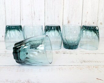 Vintage Colored Glass Light Blue Drinking Glasses Set 8 Coolers ...