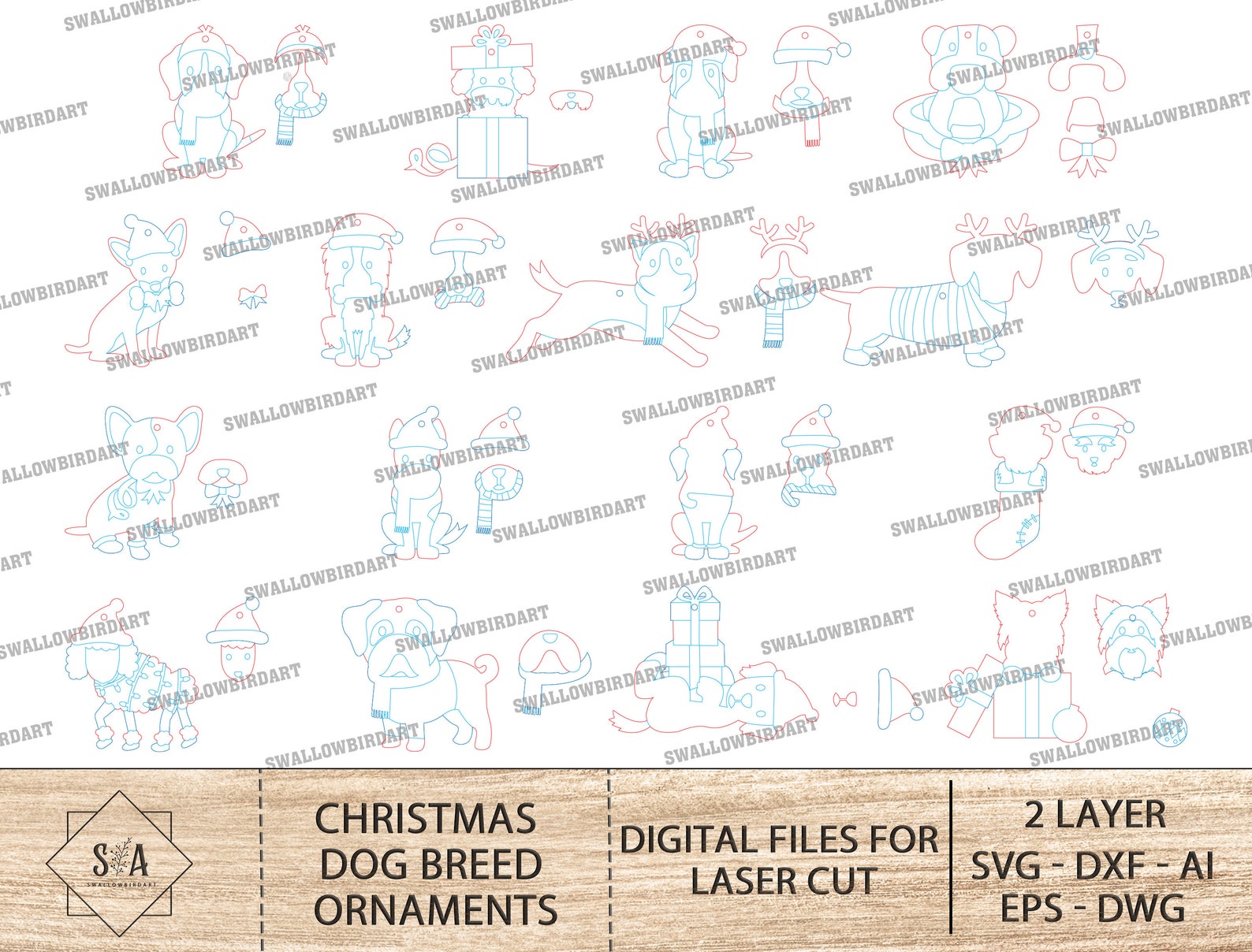 Christmas Dogs Ornaments Bundle SVG Animal Ornaments merry - Etsy