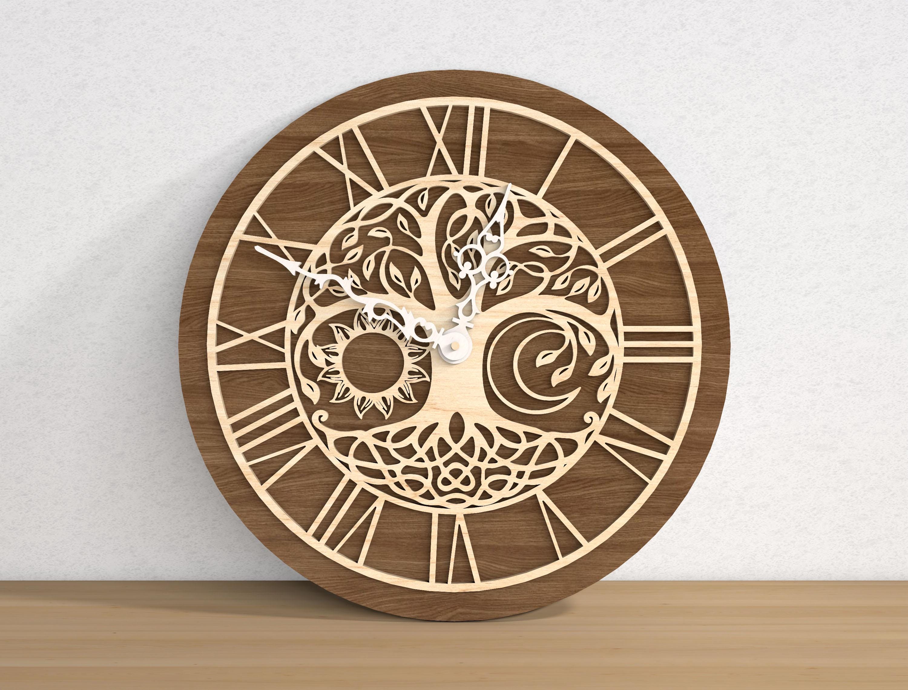 Tree of Life Wall Clock Laser Cut Svg, Tree Clock Svg Bundle, Family ...
