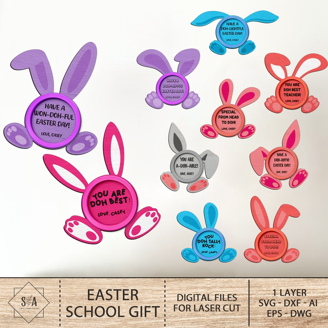 Easter Bunny Playdough Tags Bundle Svg, Easter School Gift ,bunny ...