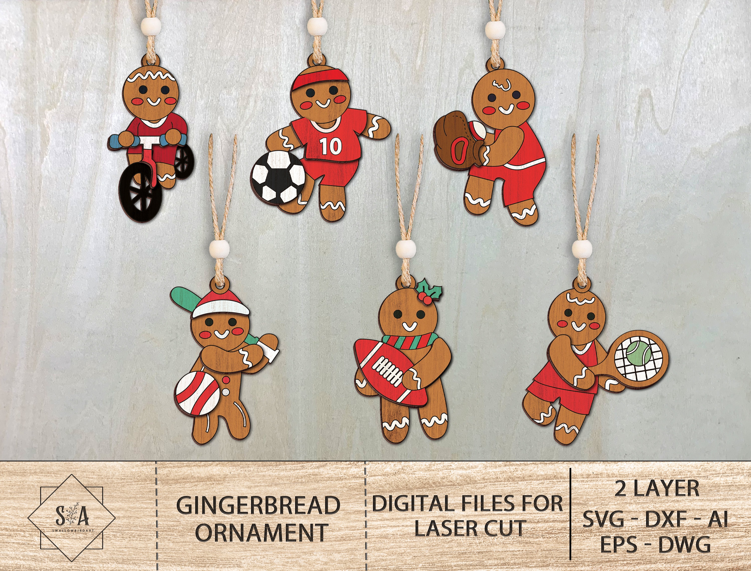 Gingerbread Sports Ornament Bundle SVG Sports Ornaments - Etsy