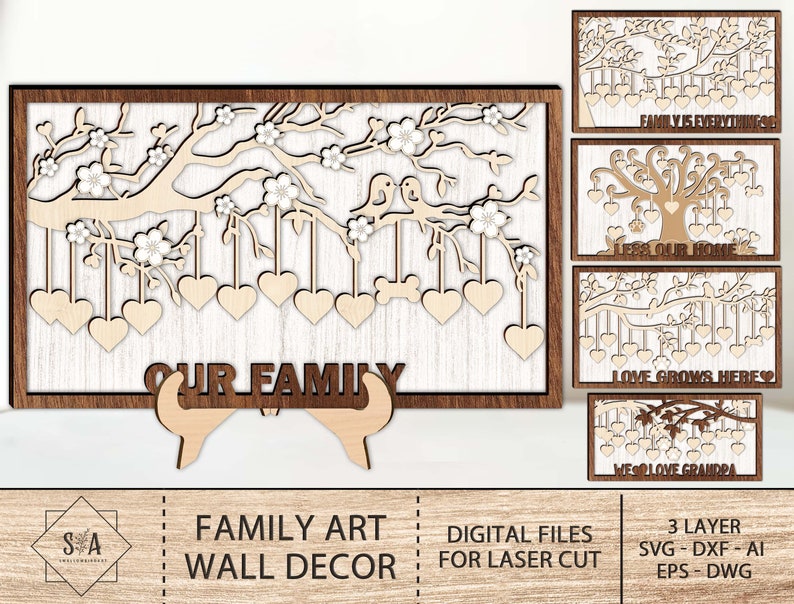 Family Art Wall Decor, Family Tree Gift, Heart Family Tree, Mother‘s ...