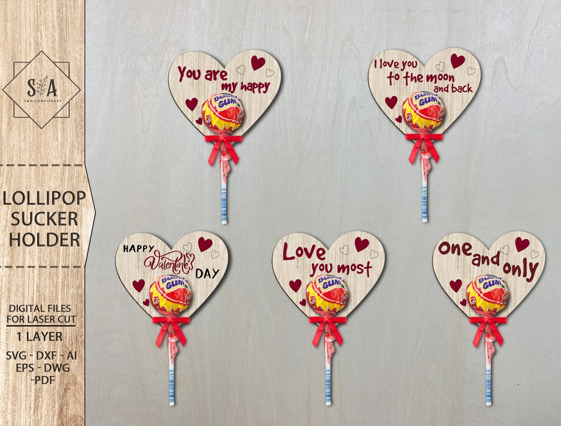 Bundle 20 Lollipop Sucker Holder Svg Laser Cut Filevalentines - Etsy