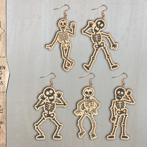 Skeleton Dangle Earrings Bundle SVG, Halloween Hanging Skeleton ...