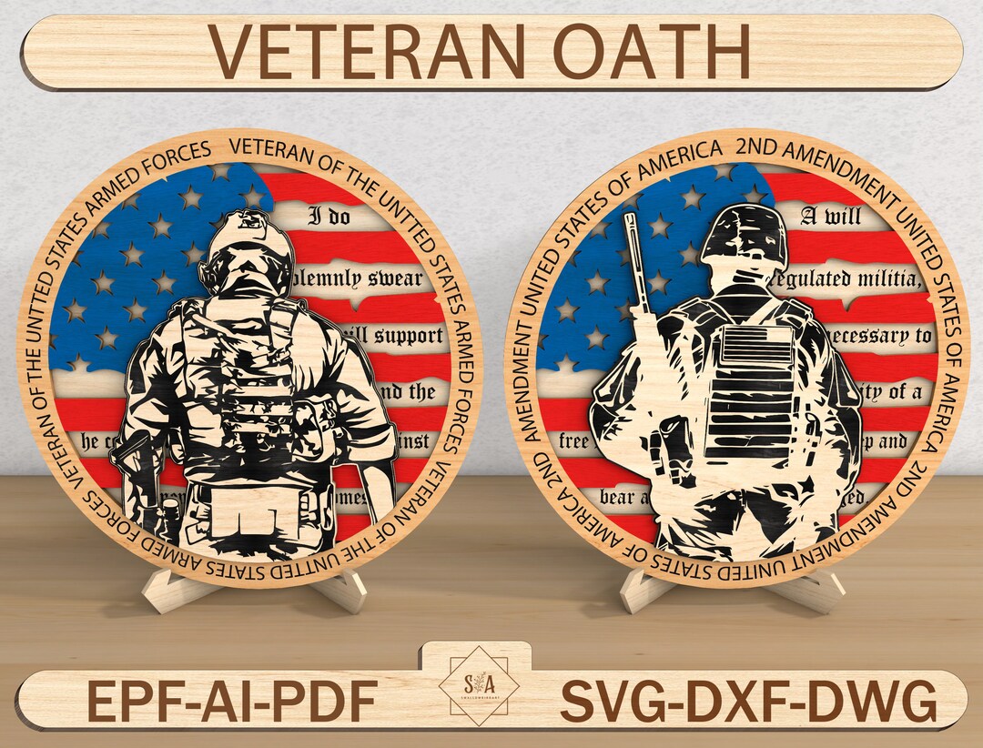 Veteran Oath of Enlistment Bordered Flag Svg,3d Illusion for Laser ...