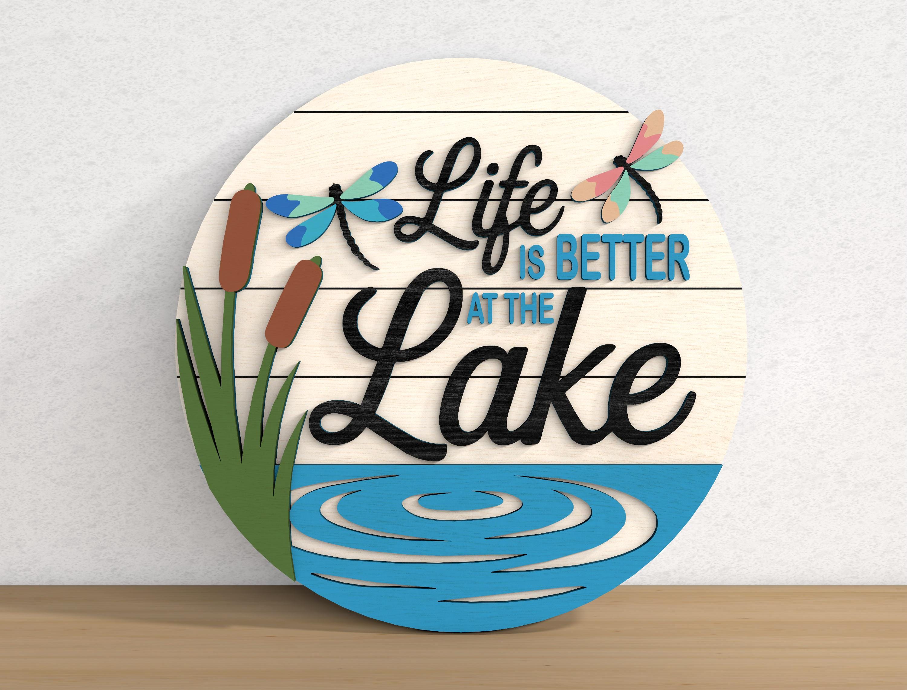 Lake Life Round Door Hanger- Lake House Sign, Summer Door Hanger, Lake ...