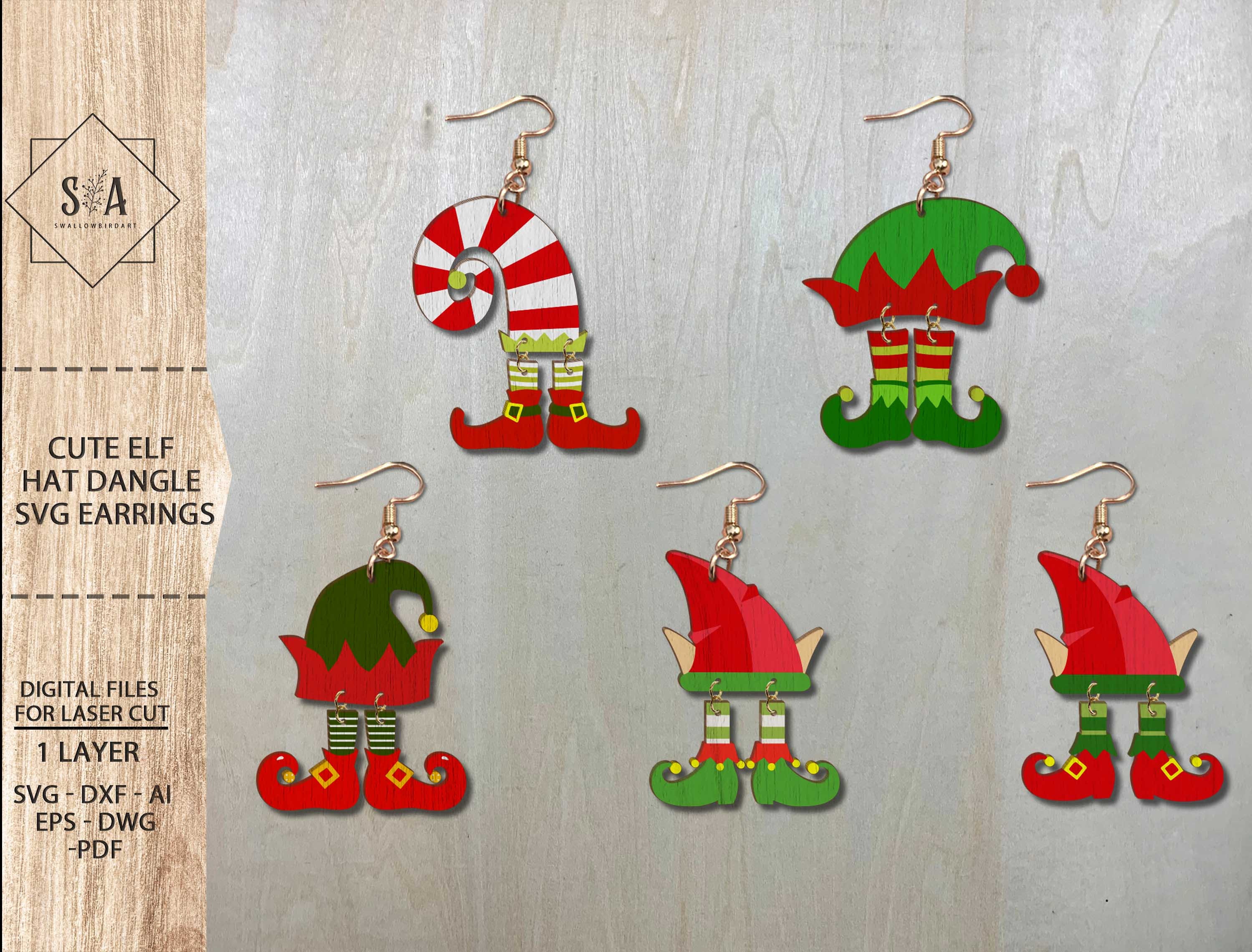 Elf Hat Earrings Bundle SVG Christmas Dangle Earrings - Etsy