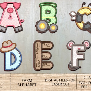 Farm Alphabet Bundle SVG , Alphabet Laser Cut Files , Letters Farm Baby ...