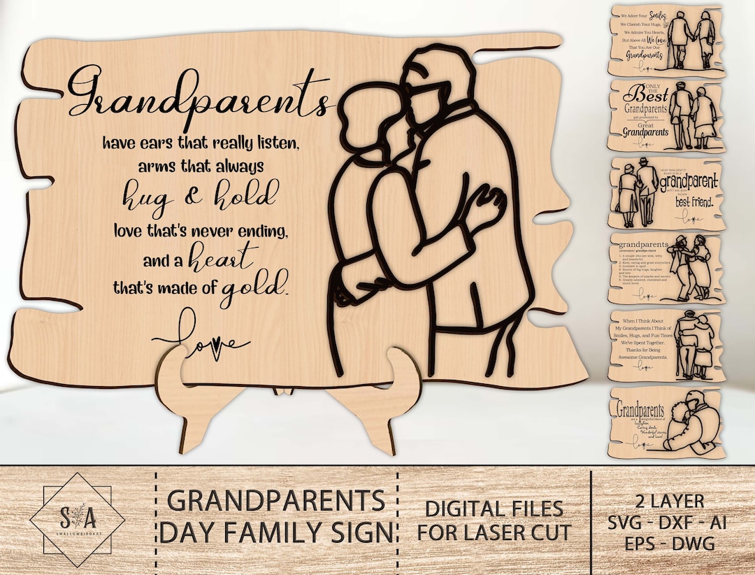 Great Grandparents Line Art Sign Svg, Family 3D Layered Anniversary ...