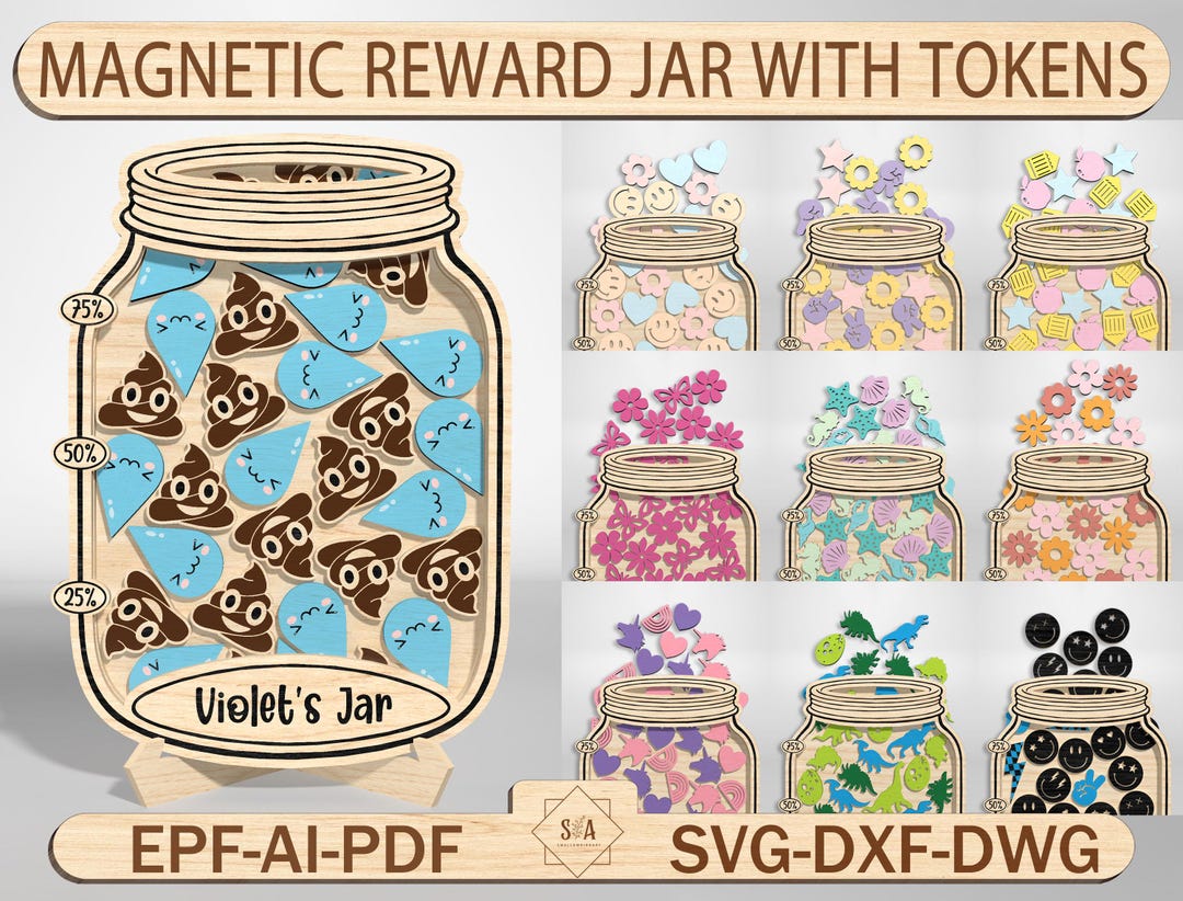 Magnetic Reward Jar With Tokens, Reward for Kids Behavior, Personalized ...