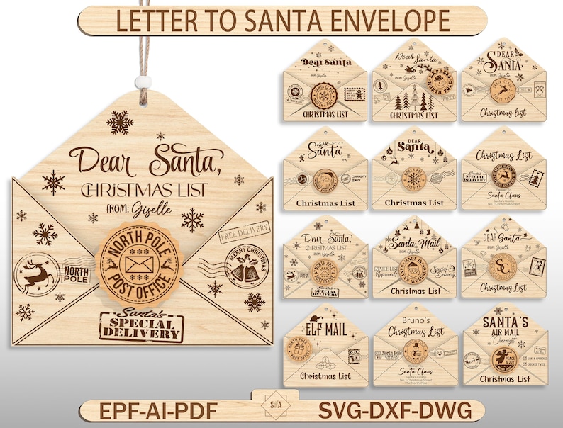 Letter to Santa Envelope SVG, Dear Santa Christmas List Ornament ...