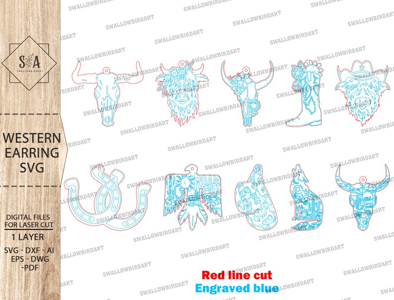 Western Earring SVG Desert Earring Svg Glowforge Files Svg - Etsy