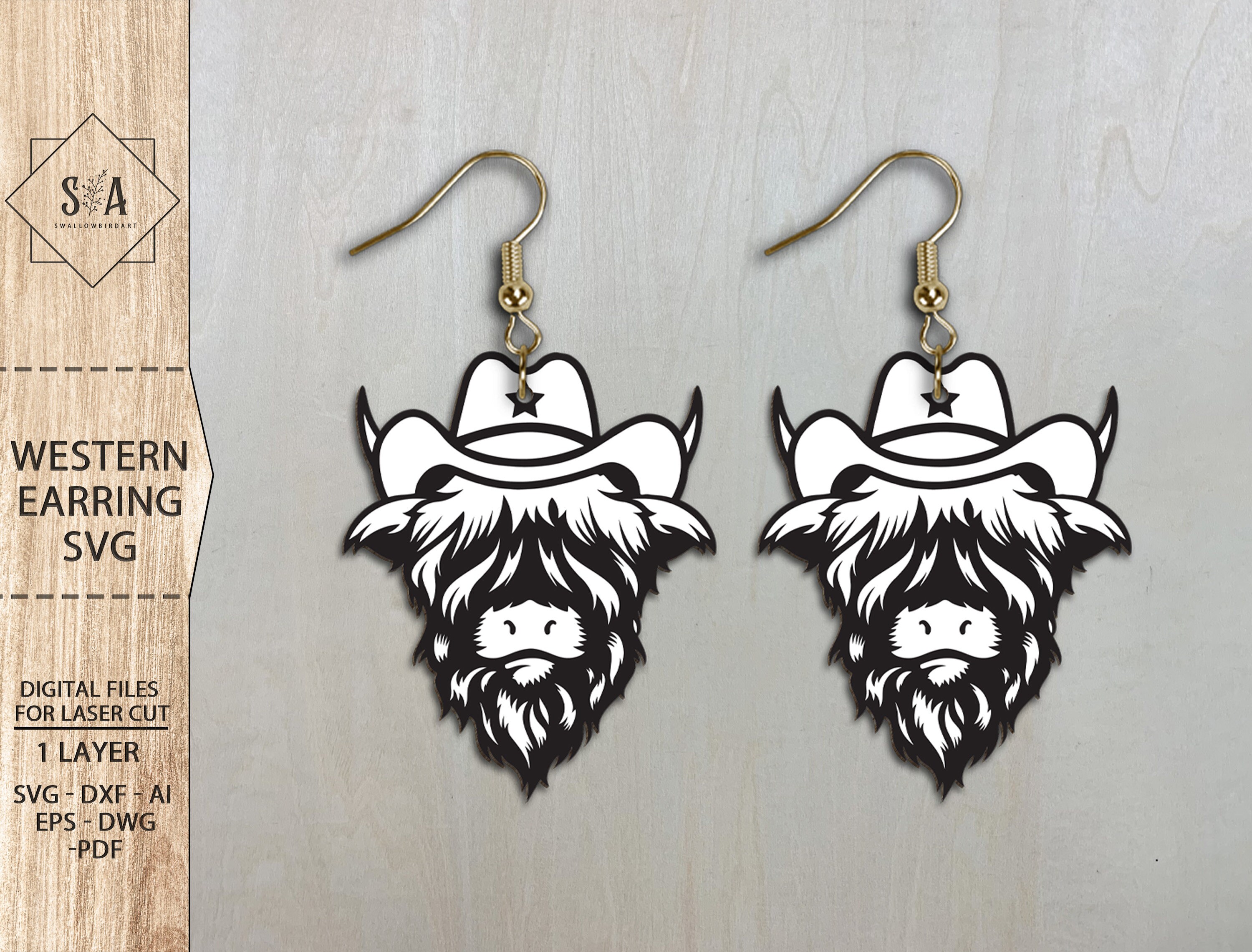 Western Earring SVG , Desert Earring Svg, Glowforge Files Svg, Laser ...