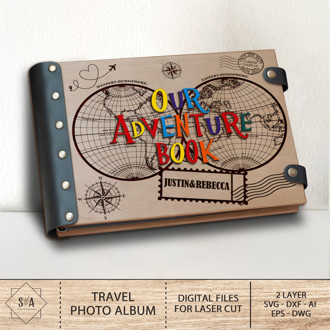 World Map Photo Album Laser Cut Files ,personalized Travel Photo Album ...