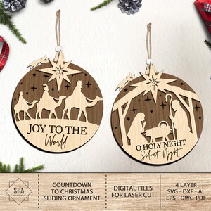 Nativity Countdown to Christmas Sliding Ornament Svg, Christmas ...