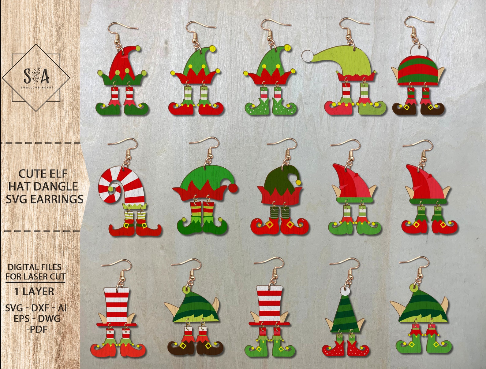 Elf Hat Earrings Bundle SVG Christmas Dangle Earrings - Etsy
