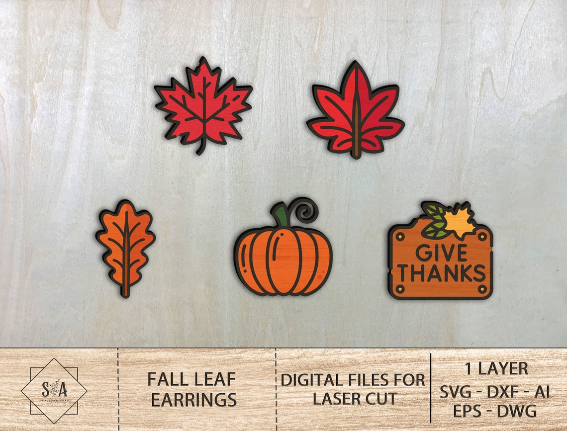 Fall Stud Earring Bundle SVG , Fall Leaf Earrings , Laser Earrings ...