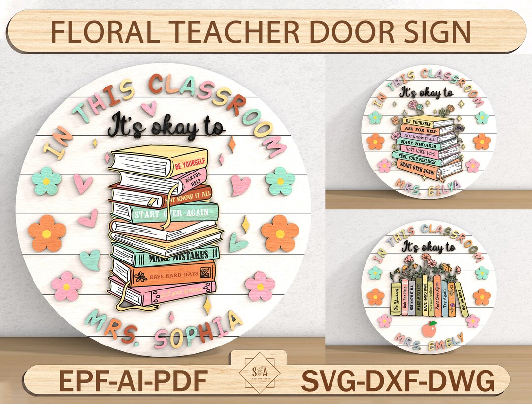 Personalized Teacher Door Sign Svg, Classroom Door Hanger, Classroom ...