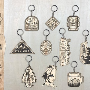 Vintage Outdoor Keychain Svg, Summer Camp Keychain Svg, Happy Camping ...