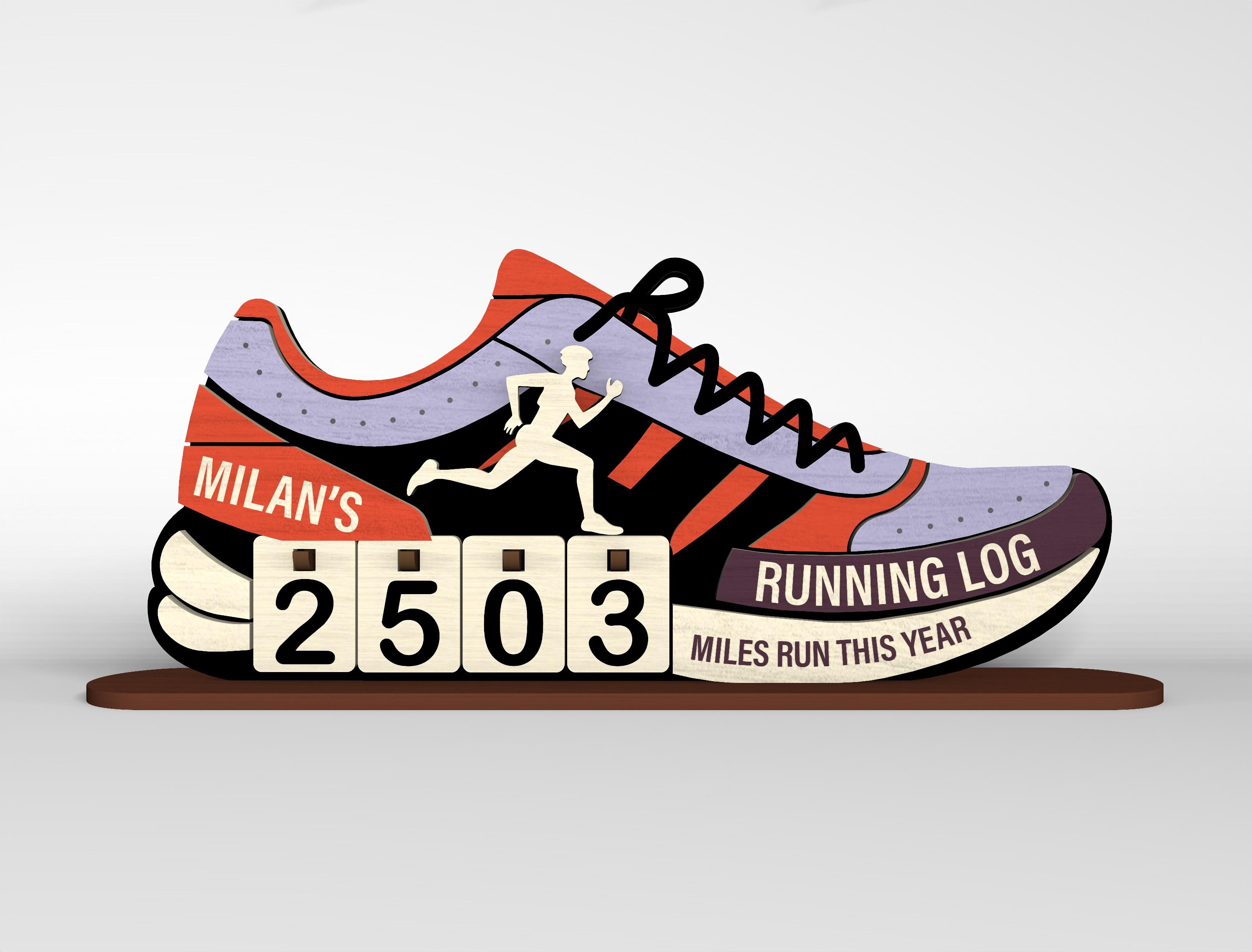 Personalized Wooden Mileage Counter, Running Miles Tracker Sign ...