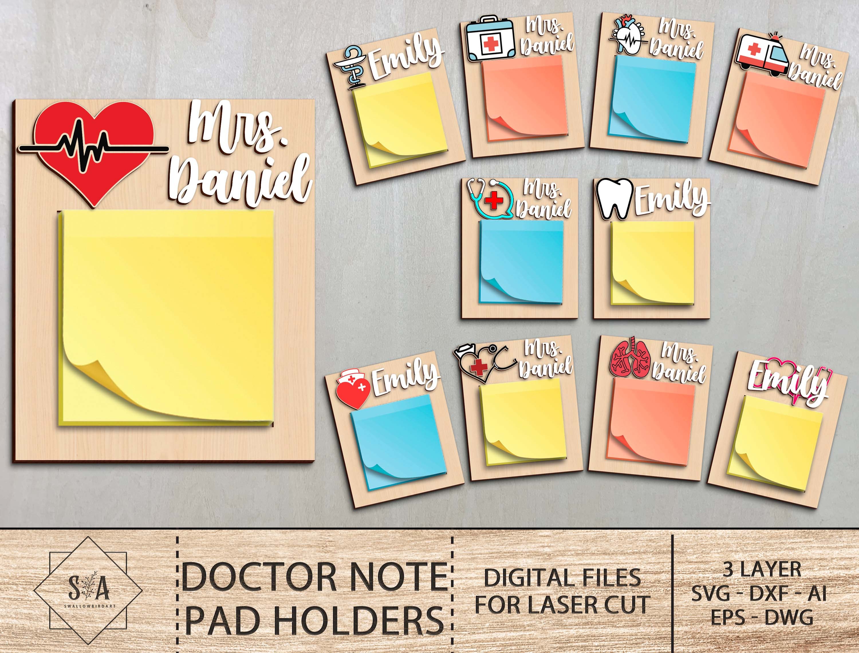 Nurses Note Holder Gift Svg Bundle Doctor Note Pad Holders - Etsy