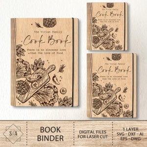 Personalized Recipe Book Binder Svg, Wooden Cookbook Recipes Laser Cut ...