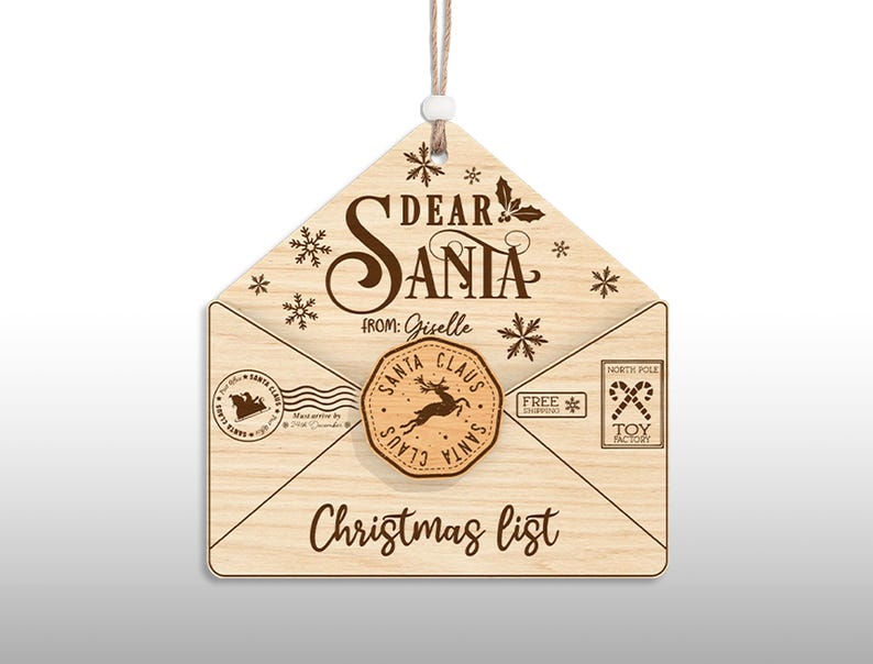 Letter to Santa Envelope SVG, Dear Santa Christmas List Ornament ...