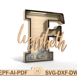 Personalised Alphabet Kids Piggy Bank Svg, 3D Letter Piggy Bank Svg, A ...