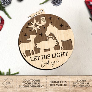 Nativity Countdown to Christmas Sliding Ornament Svg, Christmas ...