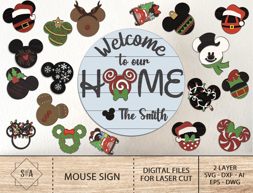 Welcome to Our Home Smith Sign Svg, Cartoon Mouse Home Sign,welcome ...