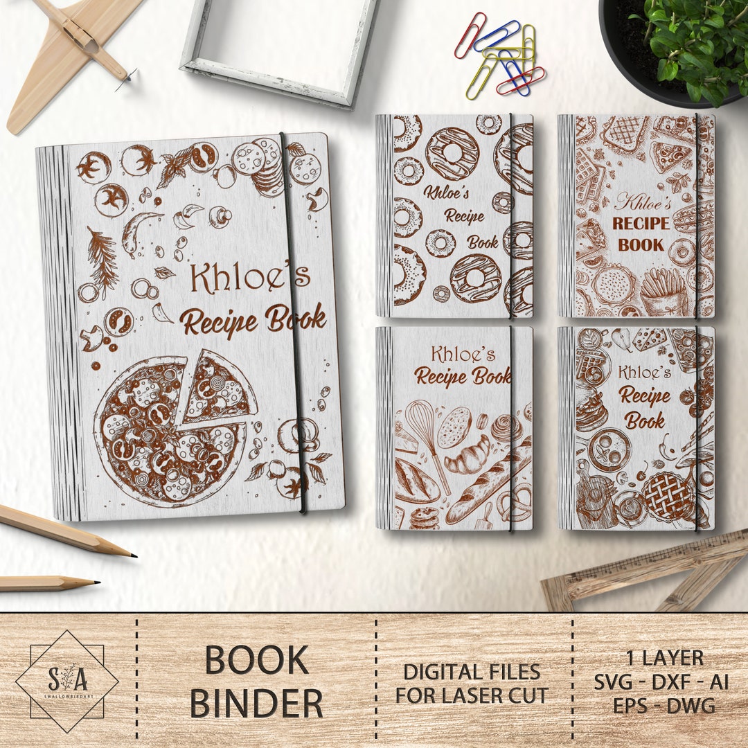 Personalized Recipe Book Binder Svg, Wooden Cookbook Recipes Laser Cut ...