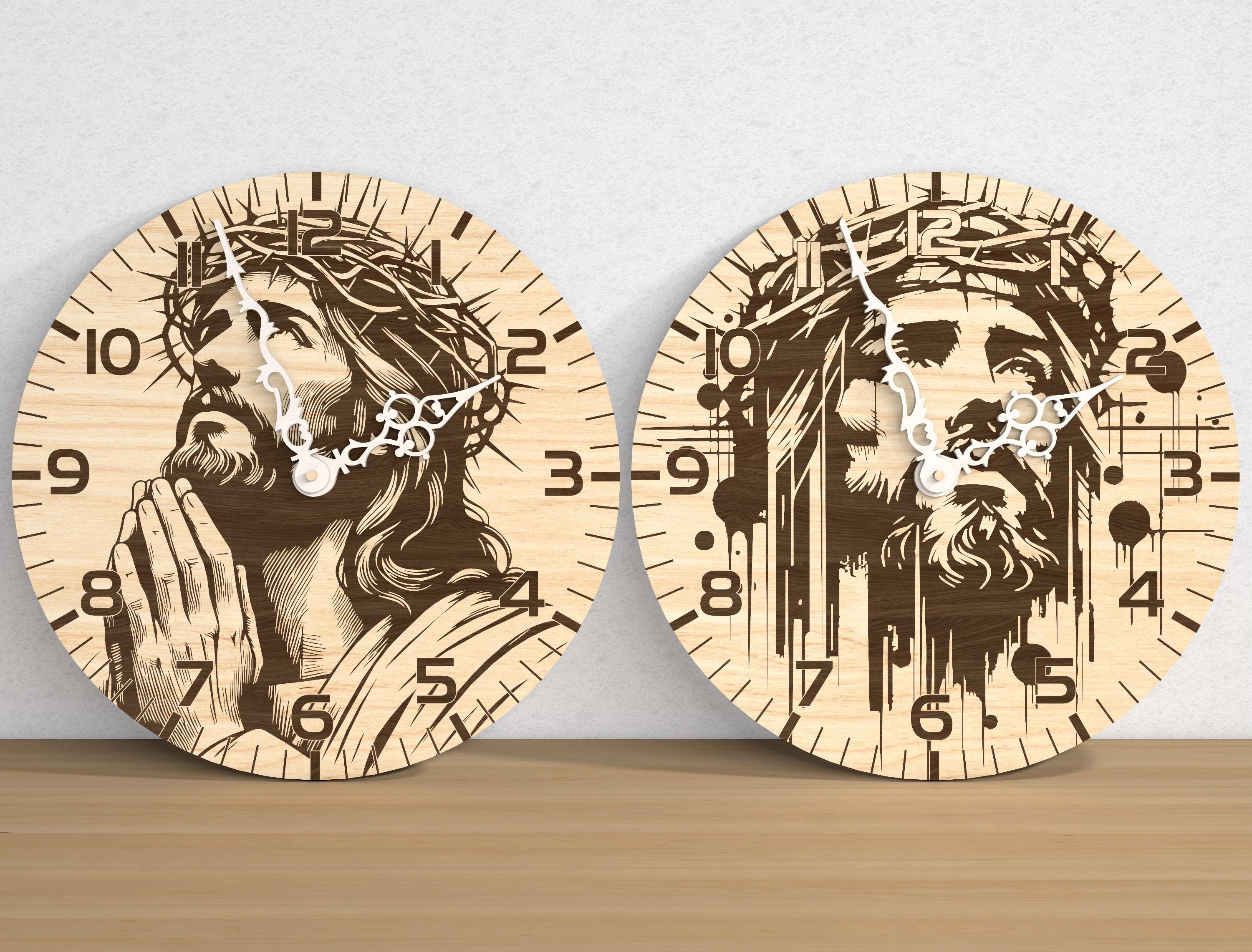 Religious Clock SVG Bundle, 3D Illusion Engraving, Jesus Wall Clock ...