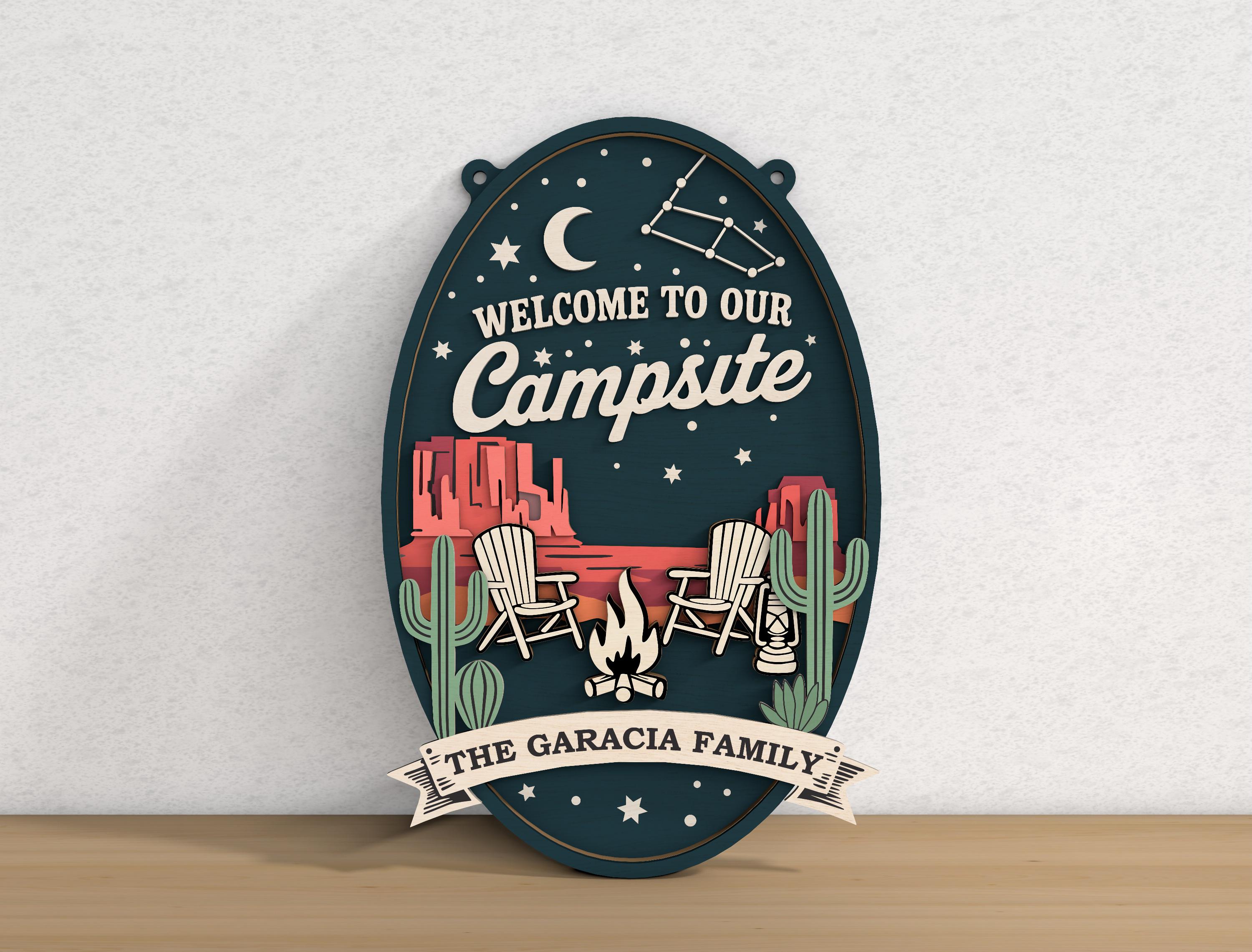 Camping Sign SVG Bundle, Welcome to Our Campsite Laser Cut Files ...