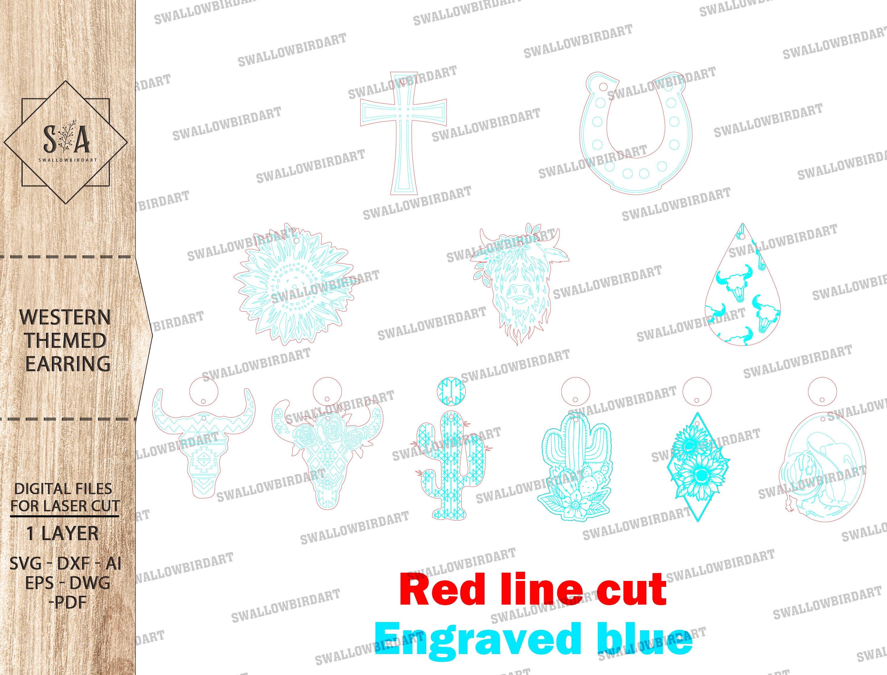 Western Themed Earring Bundle SVG Desert Earring Glowforge - Etsy