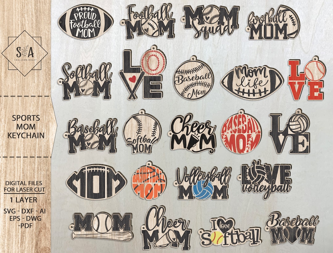 Sport Mom Svg, Sports Mom Keychain Svg Files, Baseball Mom Keychain ...