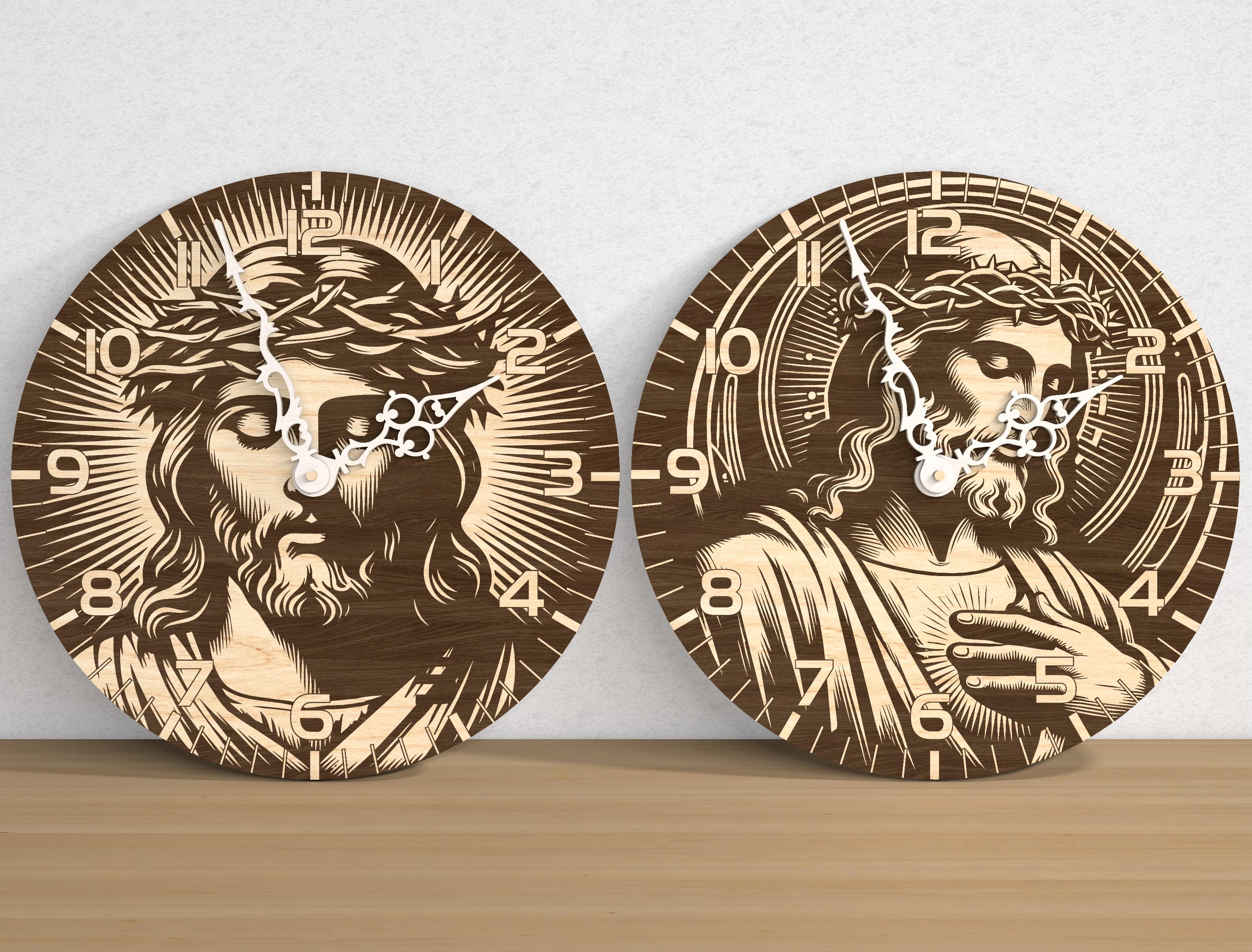 Religious Clock SVG Bundle, 3D Illusion Engraving, Jesus Wall Clock ...