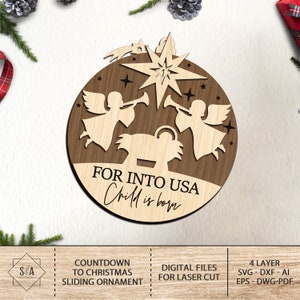 Nativity Countdown to Christmas Sliding Ornament Svg, Christmas ...