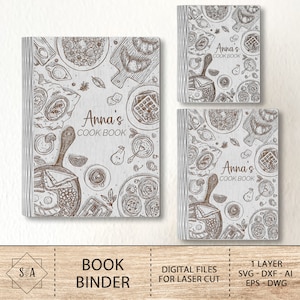 Personalized Recipe Book Binder Svg, Wooden Cookbook Recipes Laser Cut ...