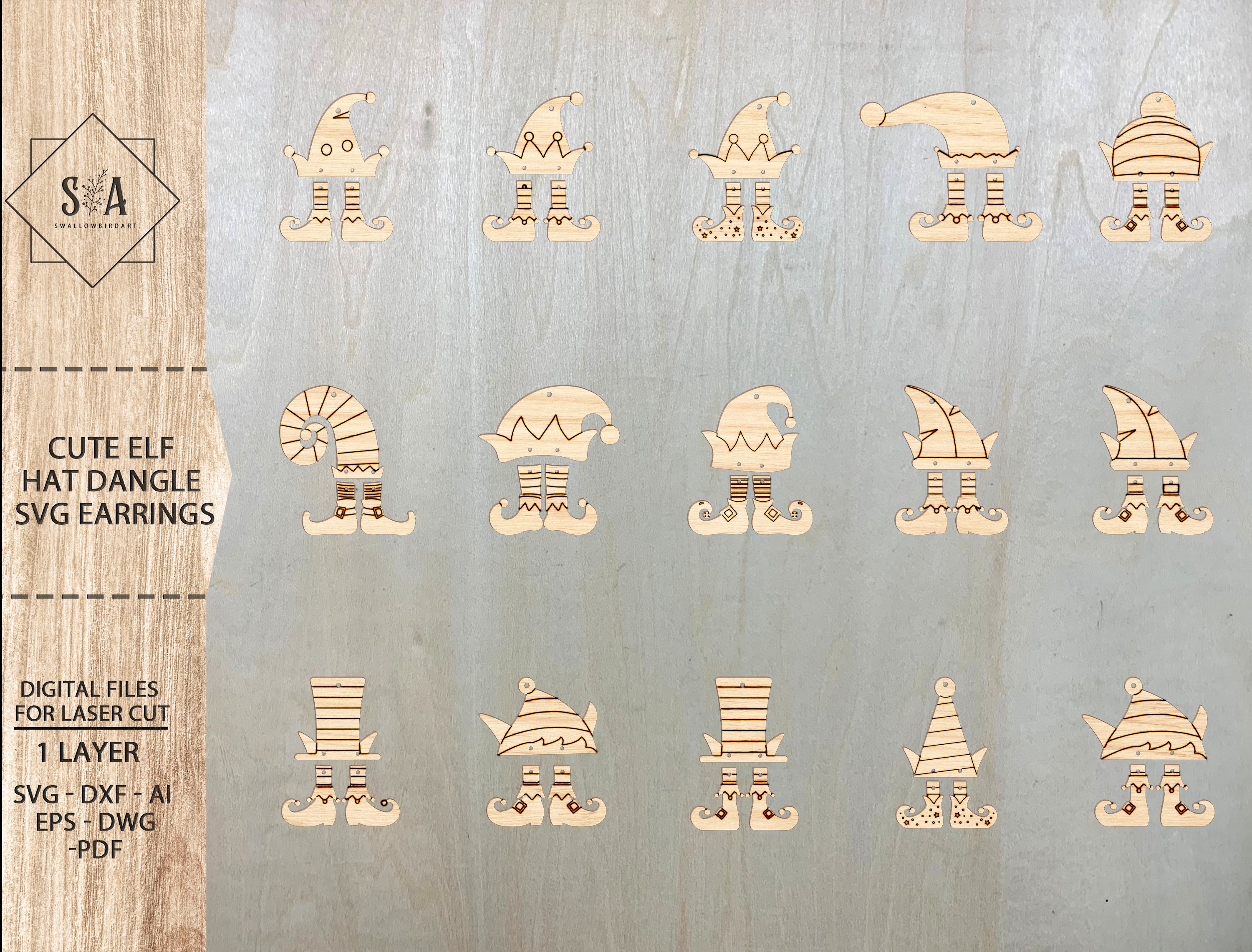 Elf Hat Earrings Bundle SVG Christmas Dangle Earrings - Etsy