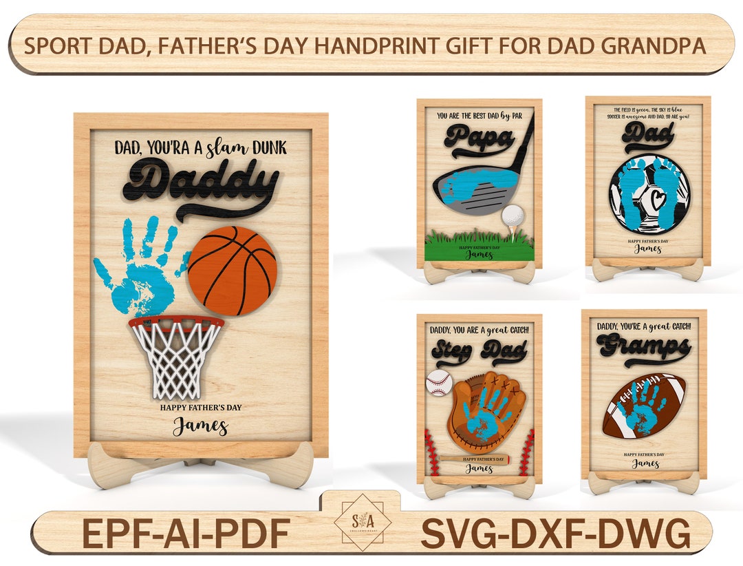 Personalized Sport Father‘s Day Handprint Sign ,gift for Dad ,father's ...