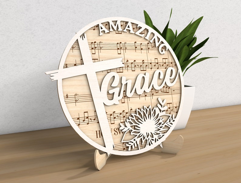 Amazing Grace Stand Decor Laser Cut File SVG, Religious Tiered Decor ...
