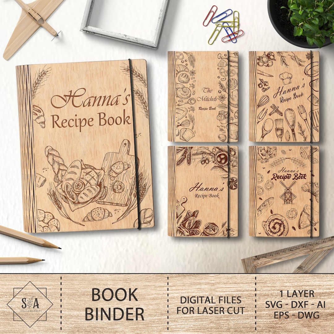 Personalized Recipe Book Binder Svg, Wooden Cookbook Recipes Laser Cut ...