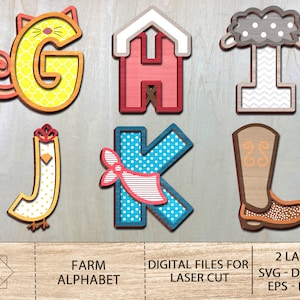 Farm Alphabet Bundle SVG , Alphabet Laser Cut Files , Letters Farm Baby ...