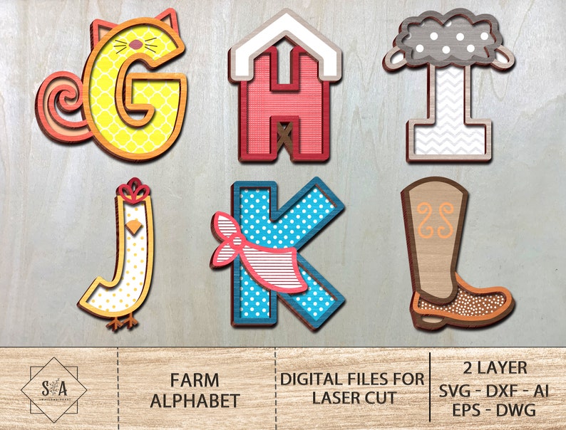 Farm Alphabet Bundle SVG , Alphabet Laser Cut Files , Letters Farm Baby ...